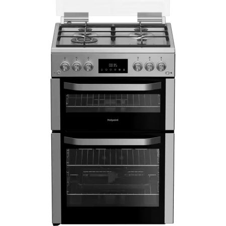 Buy HOTPOINT HDG6GDCWX 60cm Gas Double Cooker with Glass Lid - Inox ...